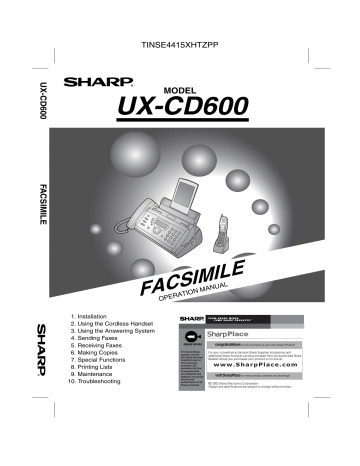 Sharp UX-CD600 Operation Manual | Manualzz