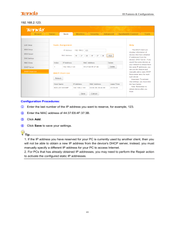 Tenda Router User Manual | Manualzz