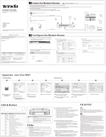 Tenda V300 modem router Install Guide | Manualzz