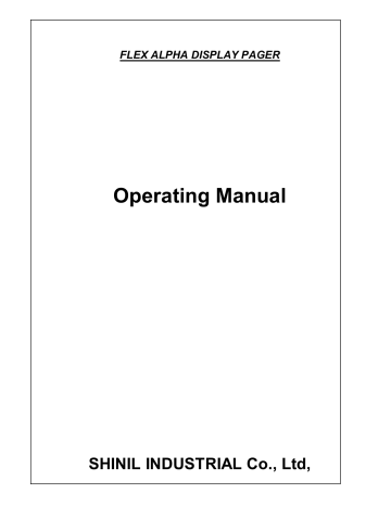 pager FLEX ALPHA DISPLAY Operating Manual | Manualzz