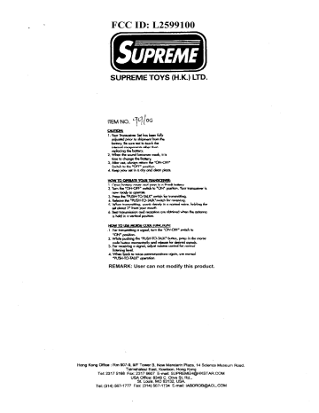 SUPREME walkie talkie User manual | Manualzz
