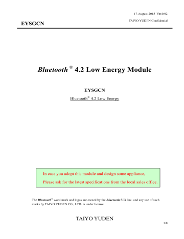 TAIYO YUDEN EYSGCN Bluetooth Module Datasheet | Manualzz