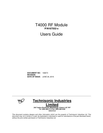Technisonic Industries T4000 RF Module Users Guide | Manualzz