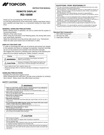 Remote Display RD-100W Instruction Manual | Manualzz