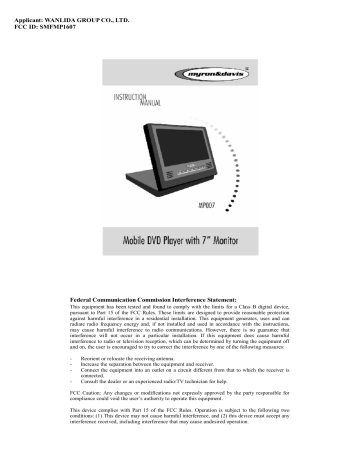Mobile DVD Player MP007 Instruction Manual | Manualzz