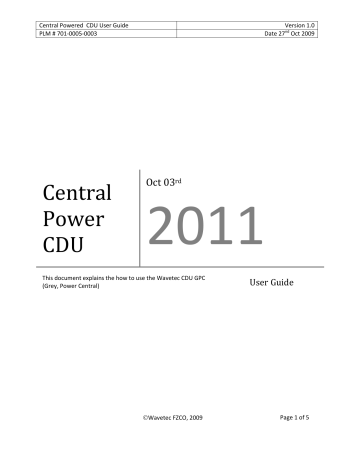 Wavetec CDU GPC User Guide | Manualzz