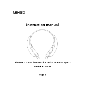 Bluetooth stereo headsets BT - 551 Instruction Manual | Manualzz