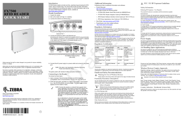 Zebra FX7500 RFID Reader Quick Start Guide | Manualzz