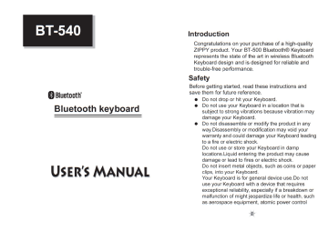 Zippy BT-500 Bluetooth keyboard User manual | Manualzz