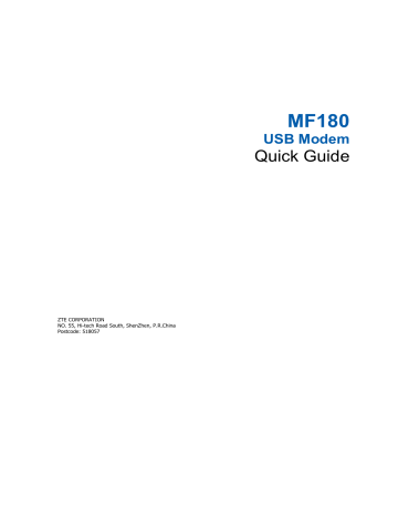 ZTE MF180 USB Modem Quick Guide | Manualzz