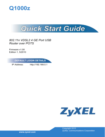 ZyXEL Q1000z Quick Start Guide | Manualzz
