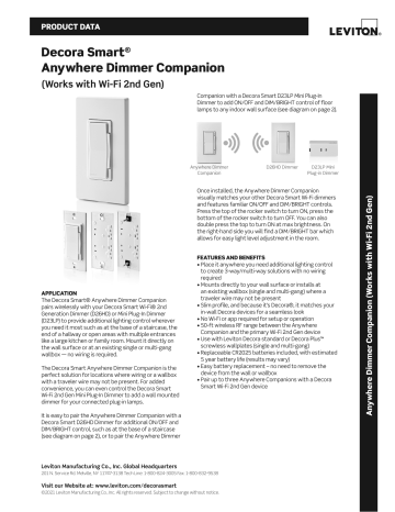 Leviton D215S-2RW Decora Smart Wi-Fi Switch (2nd Gen), Works User Guide | Manualzz