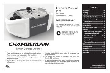 CHAMBERLAIN B970 B970T Smart Garage Door Opener User Manual | Manualzz