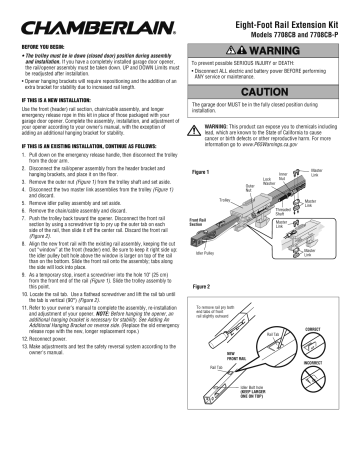CHAMBERLAIN 7708CB -P Chain Drive Rail Extension Kit User Manual | Manualzz