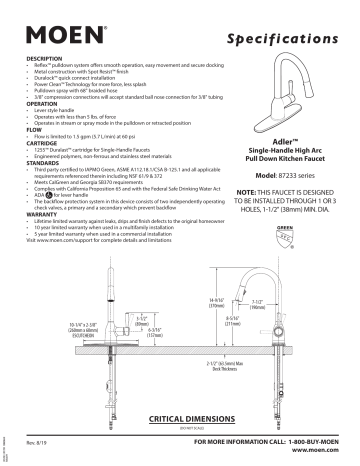 Moen 87233SRS Adler One-Handle High Arc Pulldown Kitchen Faucet ...