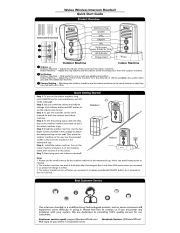 Wuloo Wireless Intercom Doorbell Chime User Guide | Manualzz