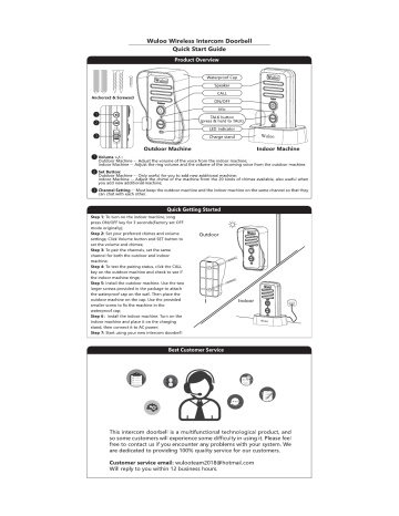 Wuloo Wireless Intercom Doorbell Chime User Guide | Manualzz