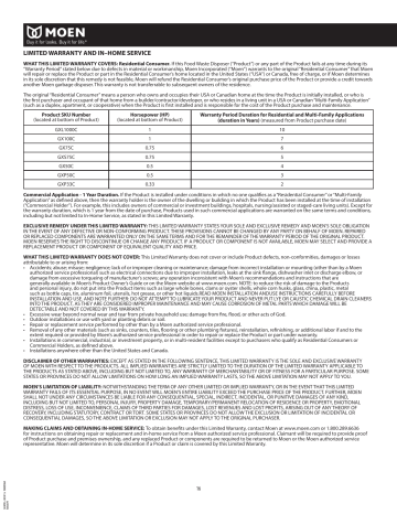 Moen GX75C Host Series 3/4 Horsepower Continuous Feed Compact Garbage ...