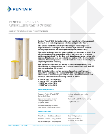 Pentair Industries ECP5-20 Pentair Pentek Sediment Water Filter ...