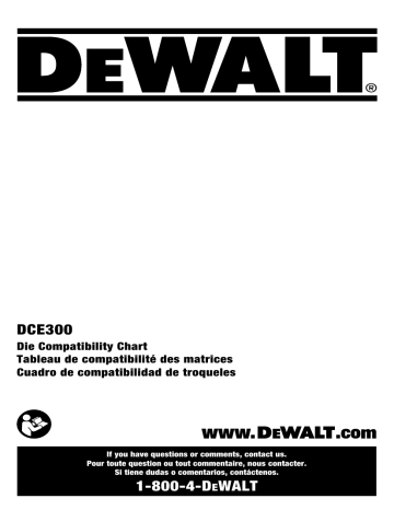 DeWalt DCE300M2 20V MAX Cable Crimping Tool Mode d'emploi | Manualzz