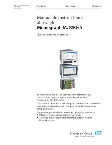 Endres+Hauser Memograph M, RSG45 Manual de usuario | Manualzz