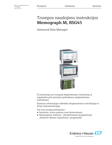 Endres+Hauser Memograph M, RSG45 Vartotojo vadovas | Manualzz