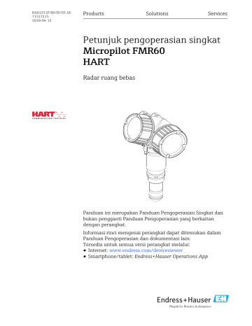 Endres+Hauser Micropilot FMR60 HART Brief Panduan pengguna | Manualzz