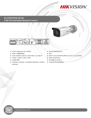 Hikvision DS-2CD3T25G0-4IS(B) Network Camera Data Sheet | Manualzz