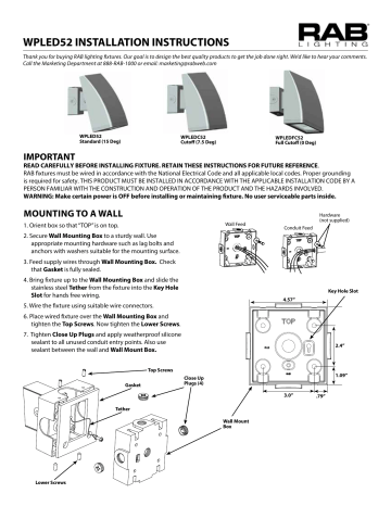 RAB Lighting WPLED52 Installation Instructions | Manualzz