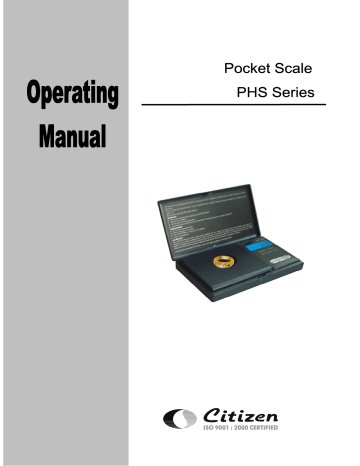 PHS 50, PHS 100 Pocket Scale User Manual | Manualzz