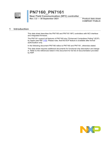 NXP PN7160 NFC Plug and Play Controller Data Sheet | Manualzz