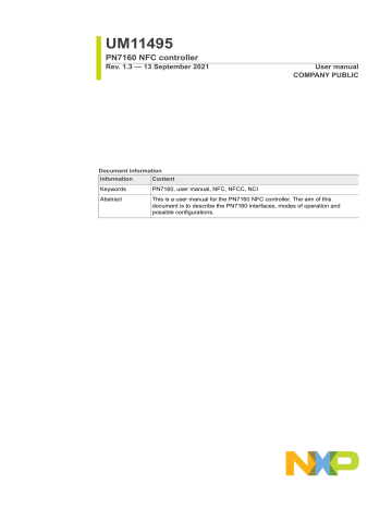 NXP PN7160 NFC Plug and Play Controller User Manual | Manualzz