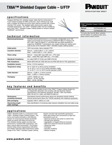 Panduit PUFR6X04BU-UG Copper Cable Specification Sheets | Manualzz