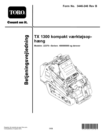 Toro TX 1300 Compact Tool Carrier Compact Utility Loader Brugermanual ...