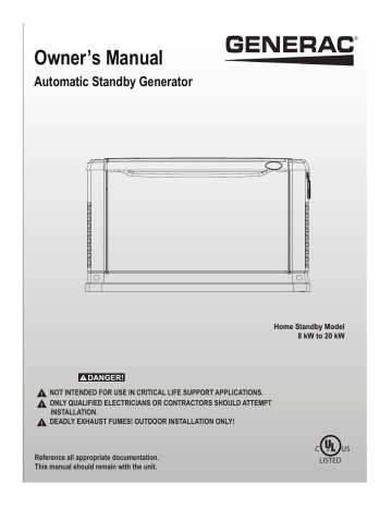 Generac 14 kW 0062410, 0062410 El manual del propietario | Manualzz
