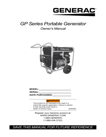 Generac GP15000E 005734R2 Portable Generator Manual | Manualzz