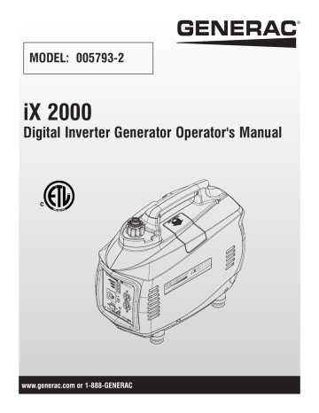 Generac iX2000 0057932 Portable Generator Operators Manual | Manualzz