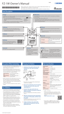 BOSS FZ-1W Fuzz Owner Manual | Manualzz