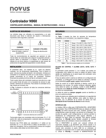 Novus N960 Manual de usuario | Manualzz