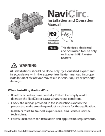 Navien NaviCirc Series Installation And Operation Manual | Manualzz