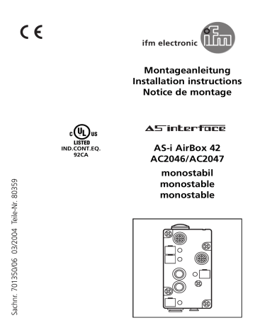 IFM AC2046 AS-Interface Airbox Installation Instructions | Manualzz