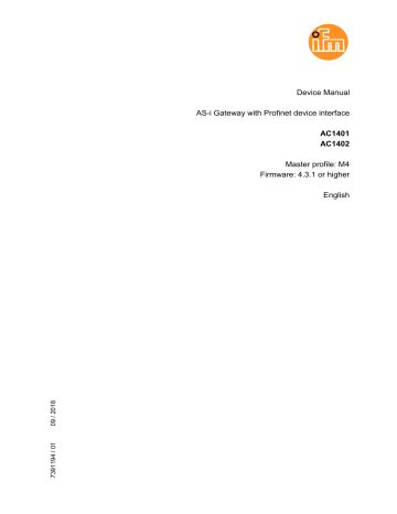 IFM AC1402 AS-Interface PROFINET gateway Owner's Manual | Manualzz
