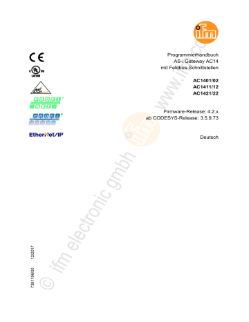 IFM AC1402 AS-Interface PROFINET gateway Bedienungsanleitung | Manualzz