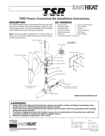 EasyHeat TSRP Power Connection Kit, TSR Cable Connection Kits and ...