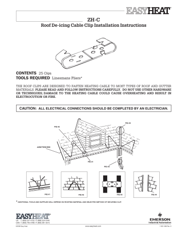 EasyHeat ZH-C Roof De-icing Cable Clip, SR Trace™ Connection Kits and ...