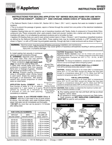 Appleton Sealing Fittings, 501923000 Instruction | Manualzz