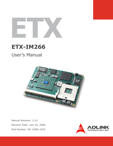 Adlink ETX-IM266 ETX Module Owner's Manual | Manualzz