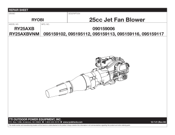 Ryobi RY25AXB 2 Cycle 520 CFM Jet Fan Blower User manual | Manualzz
