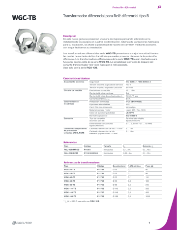 Circutor WGC-TB Earth leakage relay Ficha de datos | Manualzz