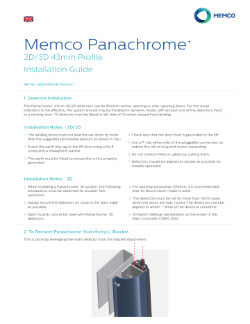 Memco Panachrome+ Installation Manual | Manualzz